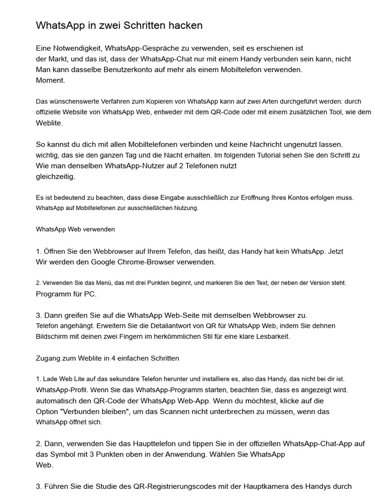 WhatsApp in zwei Schritten hacken | PDF