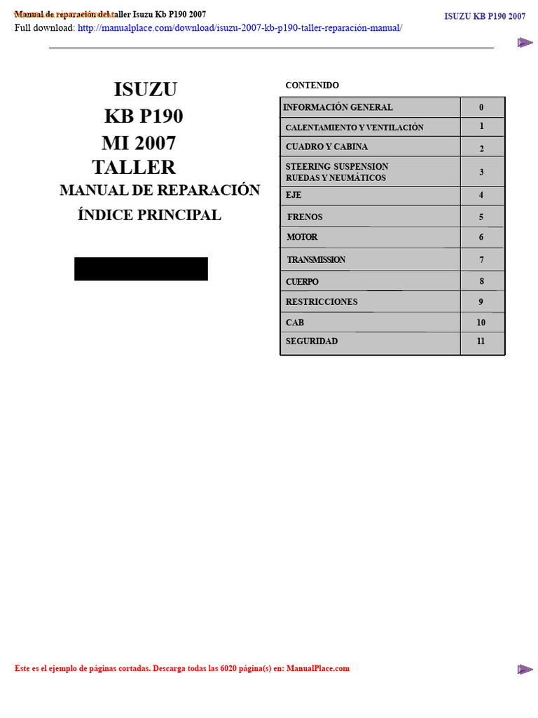 Manual Taller Isuzu KB P190 2007 | PDF | Eje | Tornillo