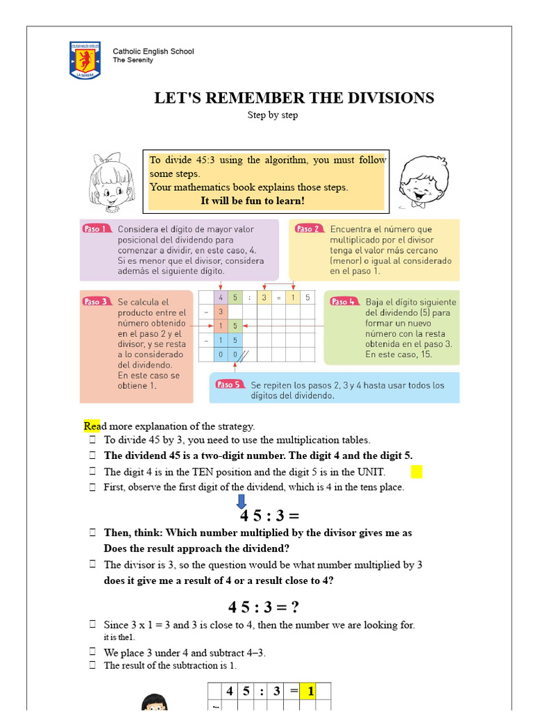 DIVISIONS STEP BY STEP | PDF | Division (Mathematics) | Arithmetic