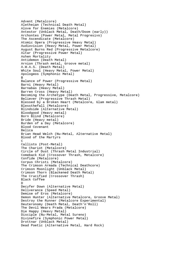 Christian Metal Bands | PDF | Heavy Metal Music | Contemporary Music