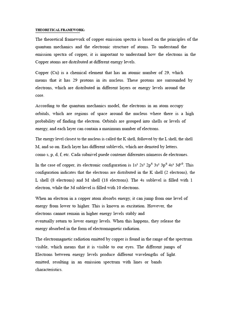 THEORETICAL FRAMEWORK OF COPPER SPECTRA(1) | PDF | Emission Spectrum ...