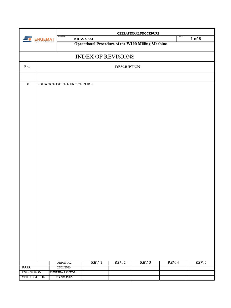 OPERATIONAL PROCEDURE OF THE MILLING MACHINE | PDF | Safety | Personal ...