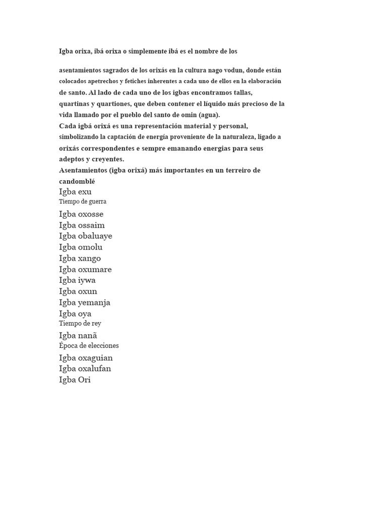 Igba Orixa | PDF | Rieles | Rituales