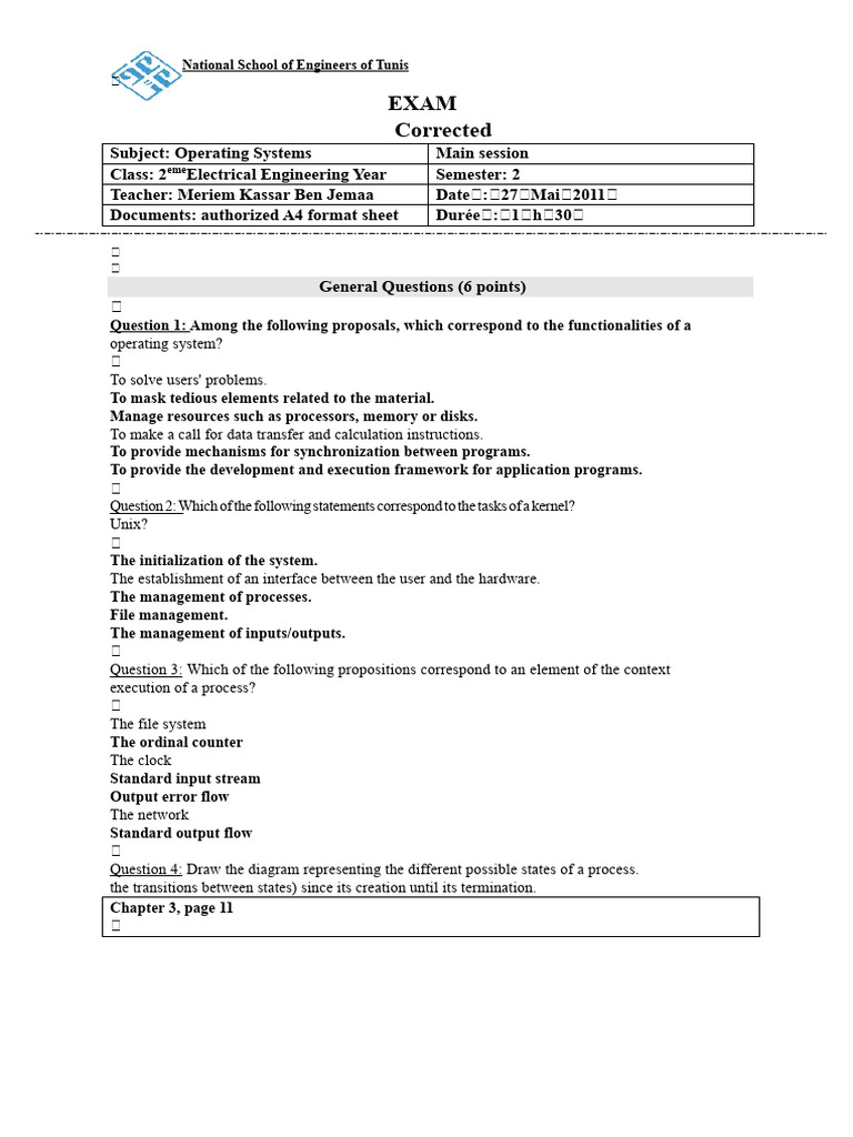 58243960 Linux Operating System Exam Corrected Statement | PDF ...