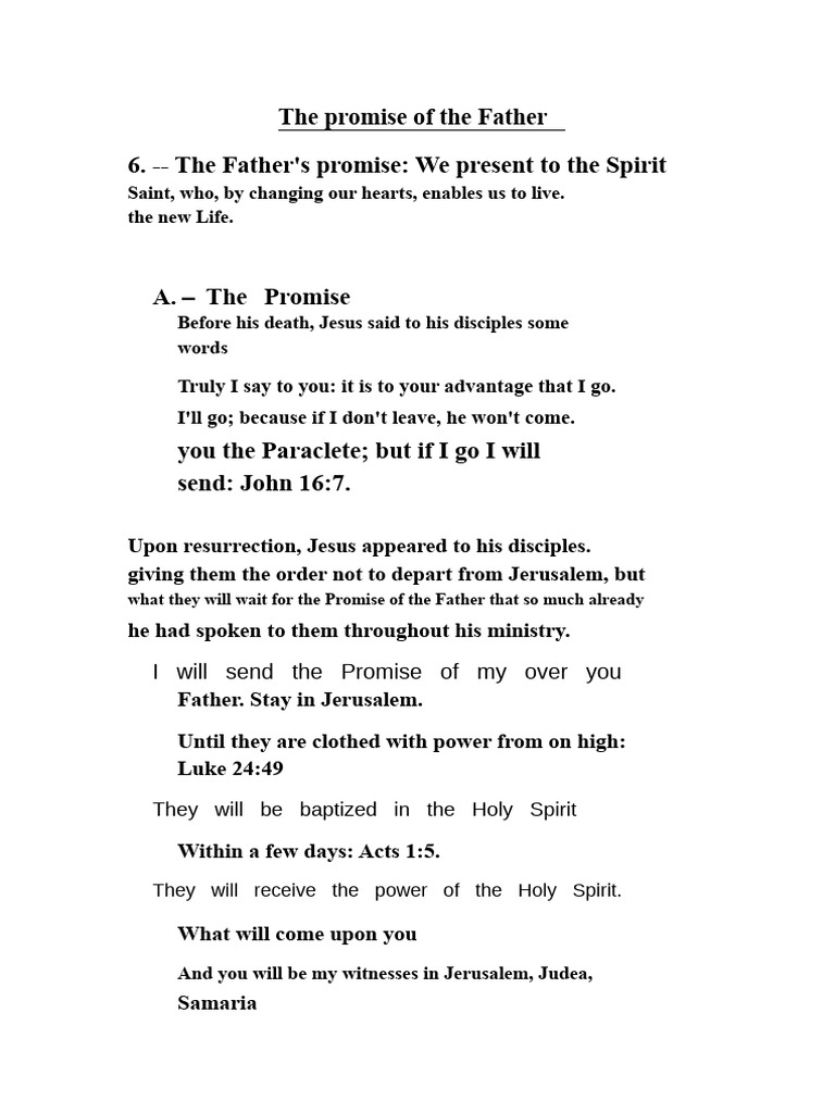 The Father's Promise of the Holy Spirit | PDF | Jesus | Baptism With ...