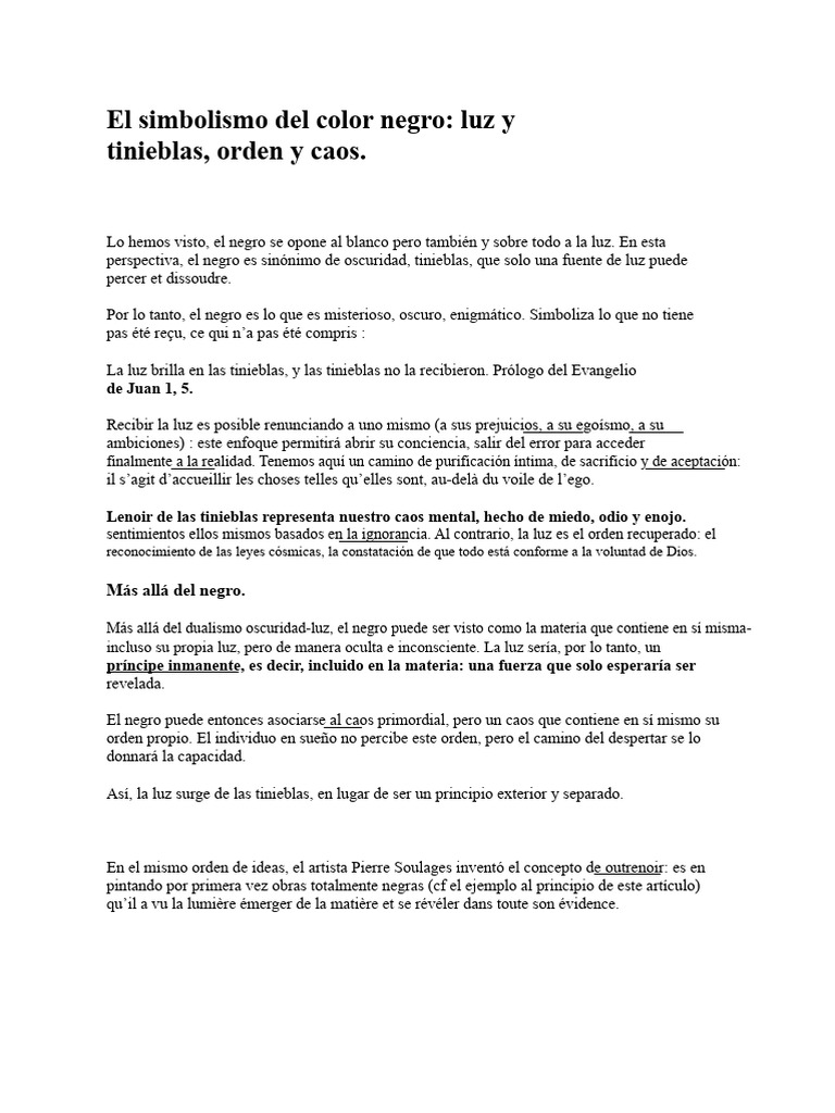 El Simbolismo Del Color Negro | PDF