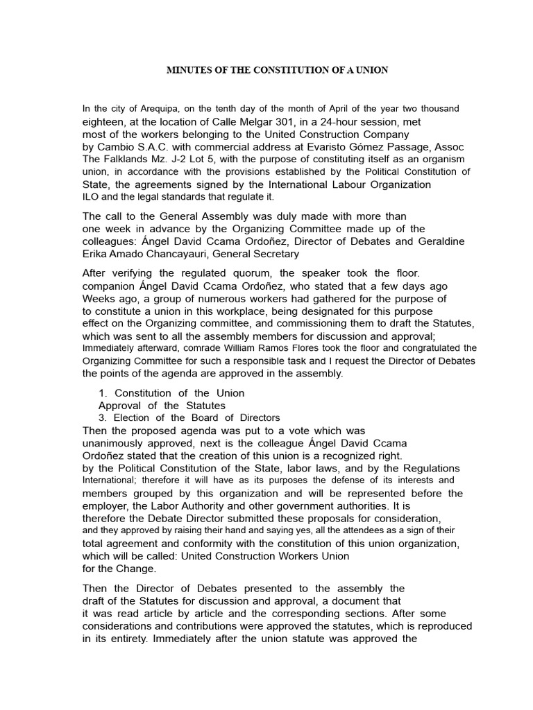 United Construction Workers Union Formation | PDF | Justice | Crime ...