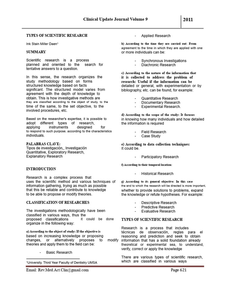 Types of Scientific Research PDF | PDF | Scientific Method | Methodology