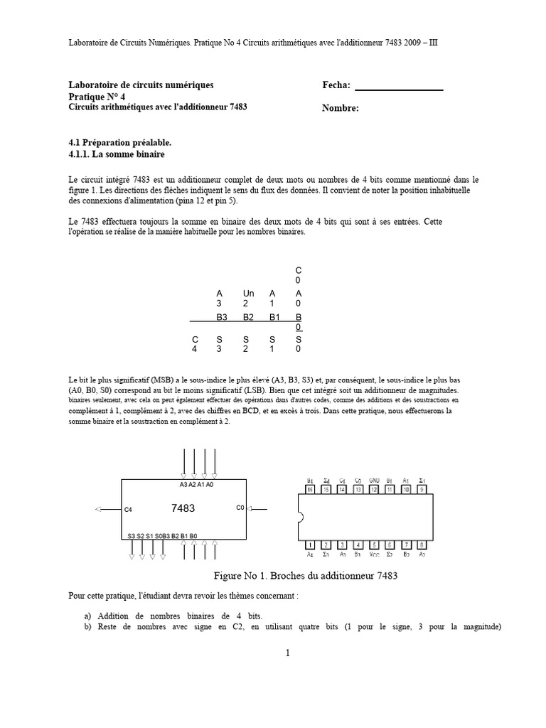 Circuits arithmétiques avec 7483 | PDF | Bit | Architecture (Informatique)