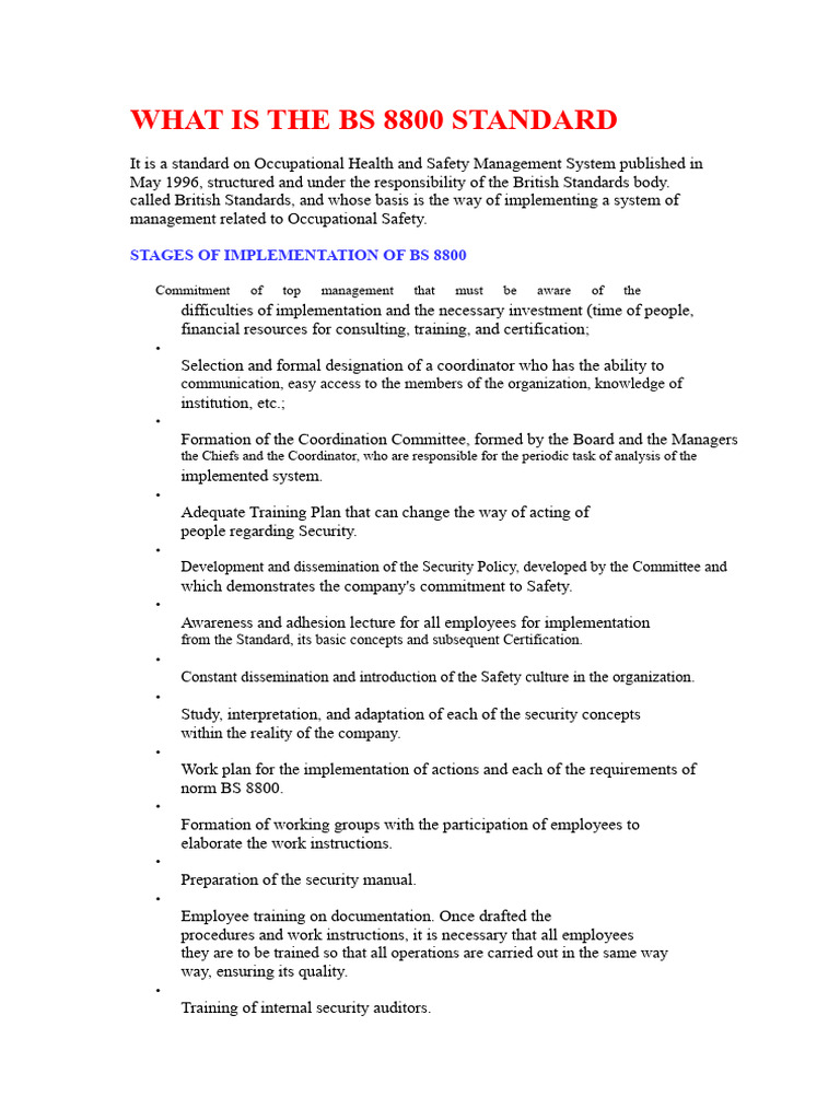 Understanding BS 8800 Standard for Safety | PDF | Audit | Internal Audit