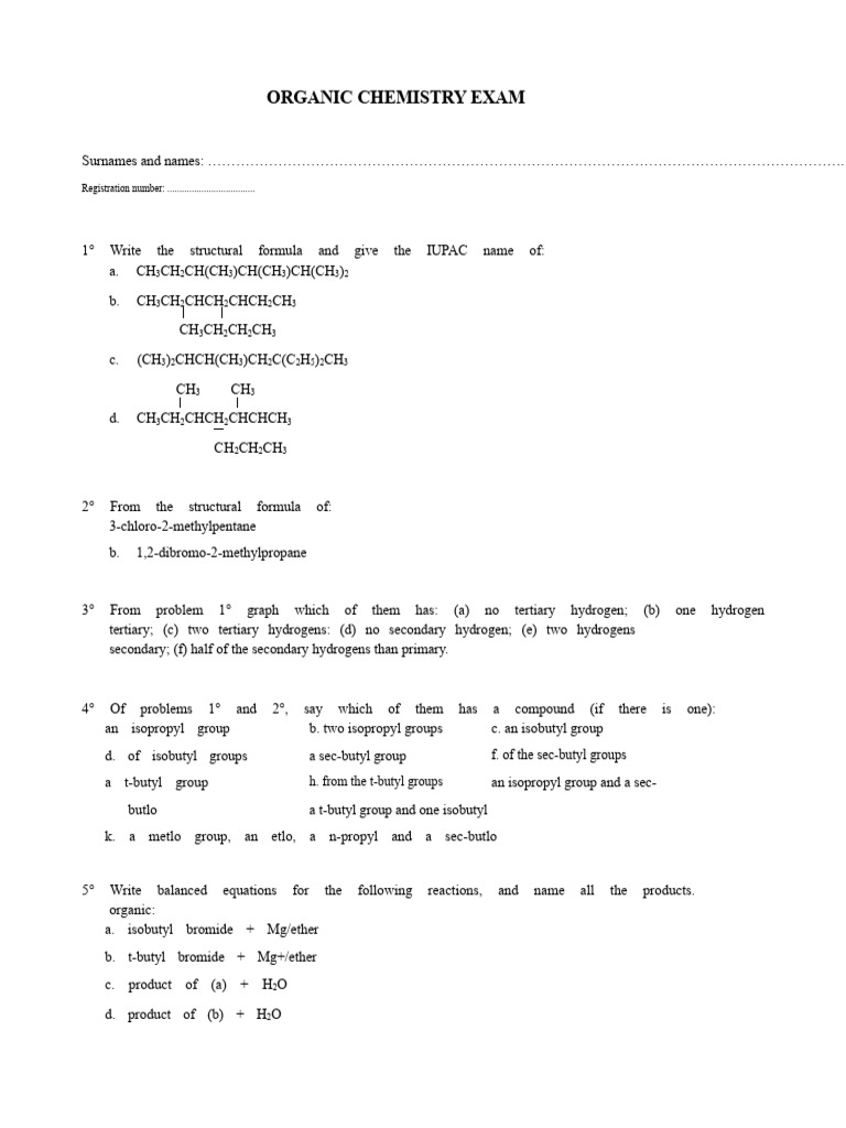 Midterm Exam of Organic Chemistry | PDF | Physical Sciences | Organic ...
