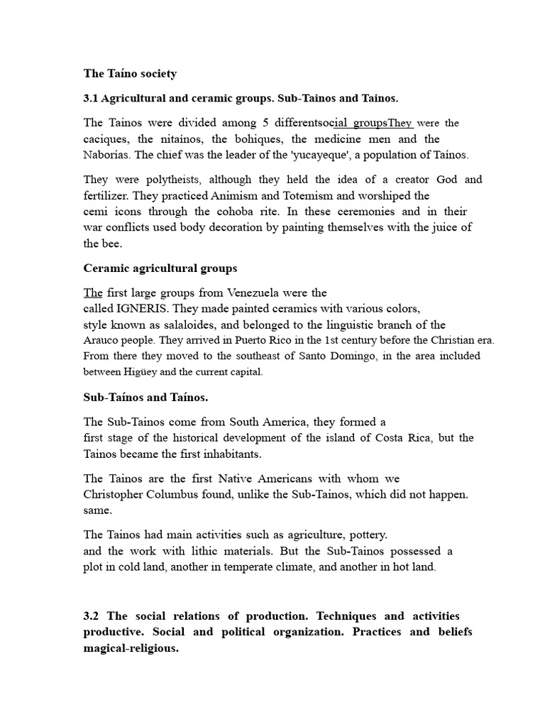 The Taíno Society | PDF