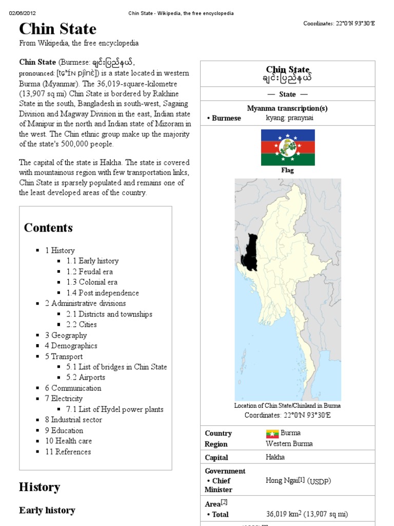 Overview of Chin State, Myanmar | PDF | Myanmar