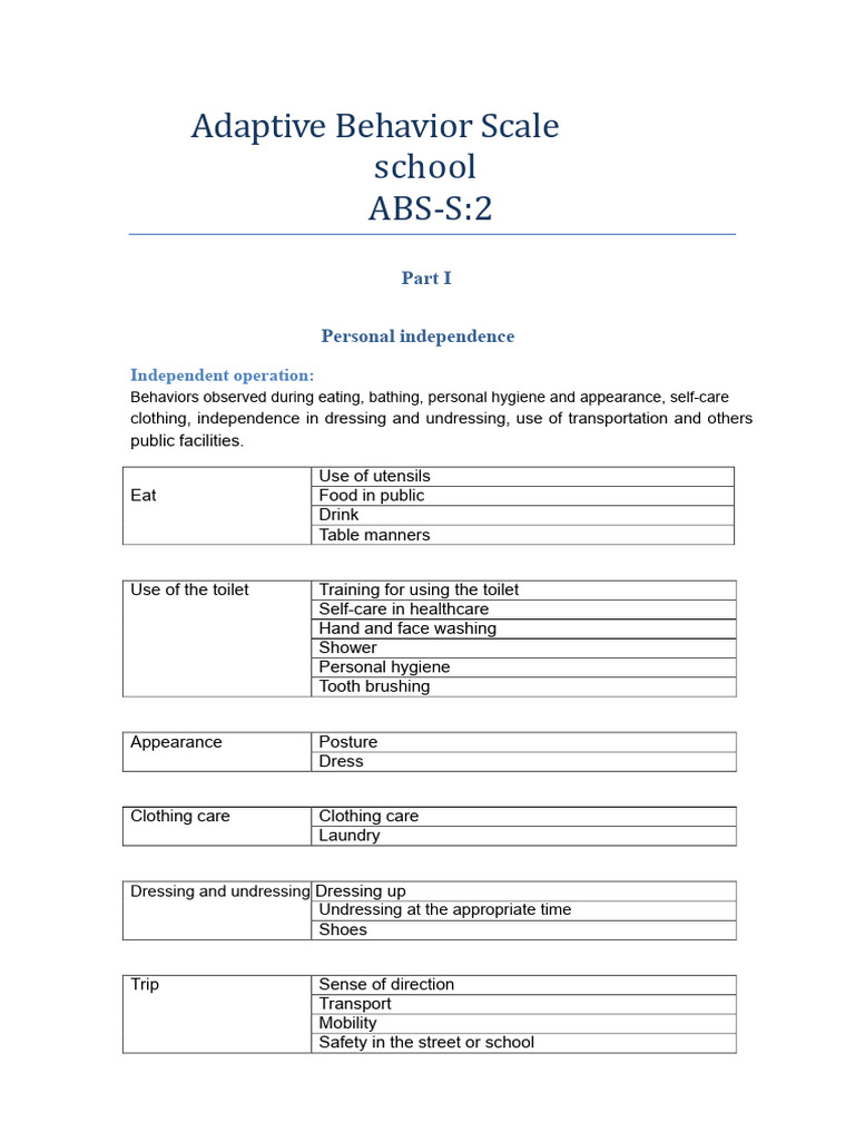 School Adaptive Behavior Scale | PDF | Antisocial Personality Disorder ...