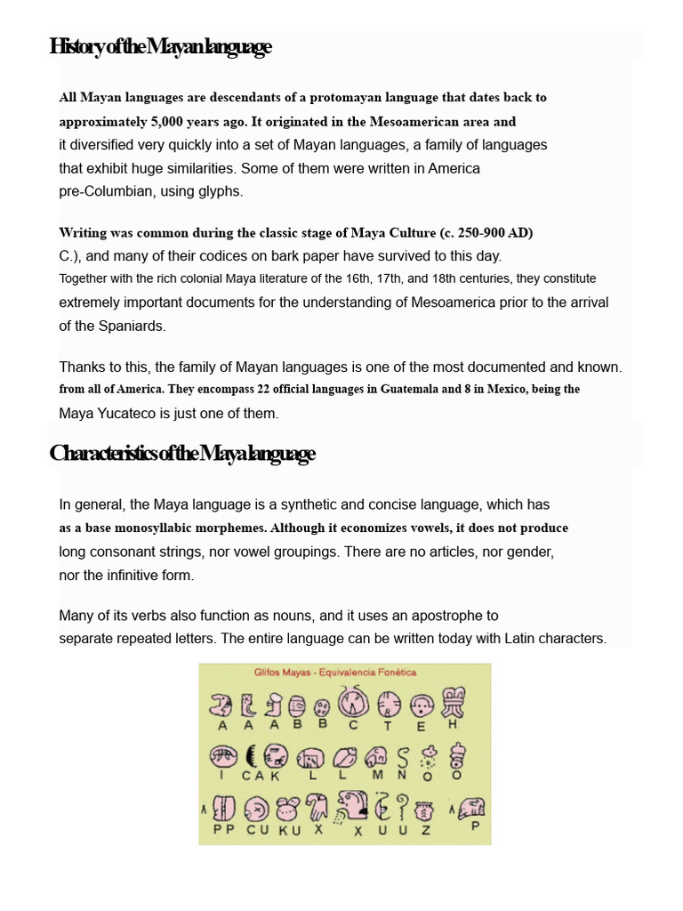 History of The Maya Language | PDF | Mesoamerica | Maya Civilization