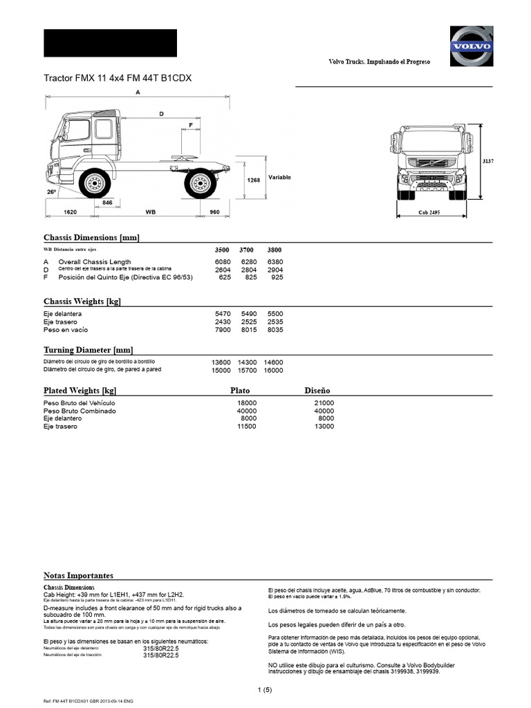 Tractor FMX 11 4x4 FM 44T B1CDX - Volvo | PDF | Eje | Transmisión manual