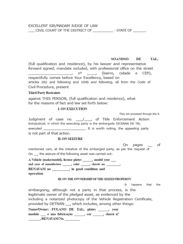Third Party Embargoes Legal Document | PDF | Property | Justice