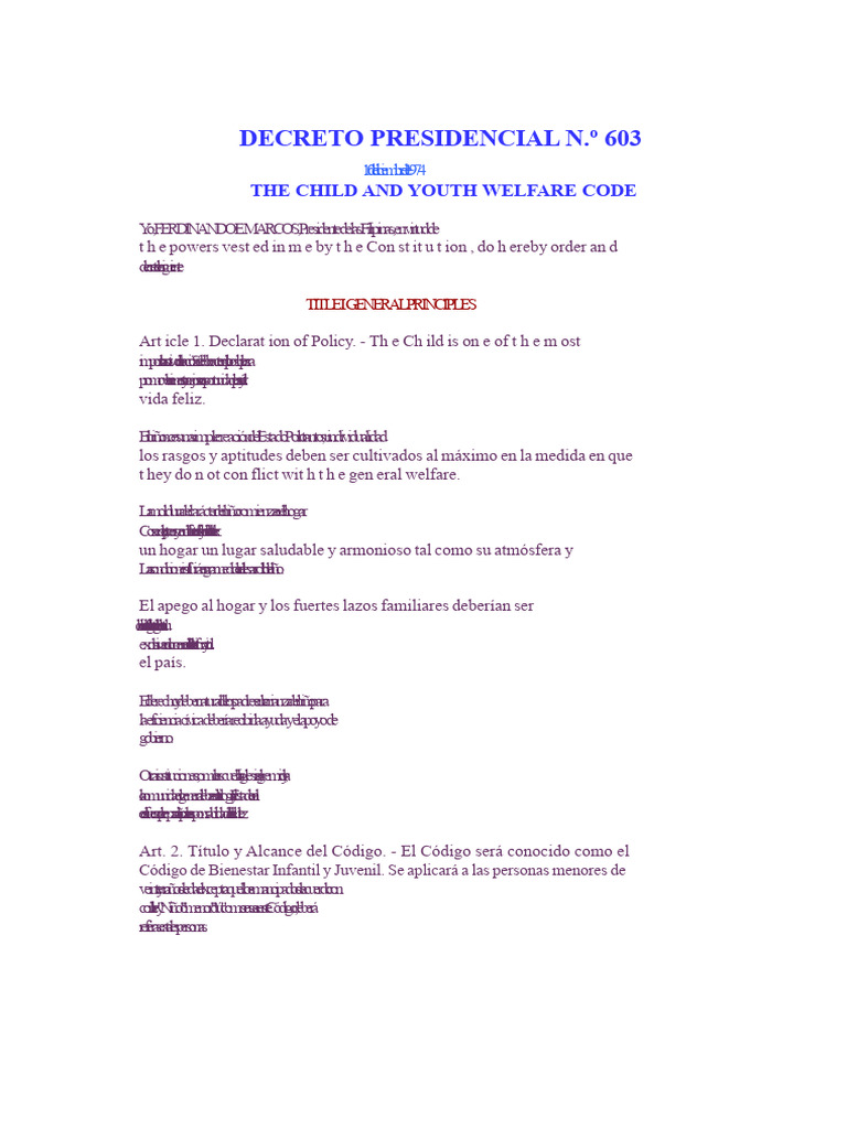 Código de Bienestar Infantil y Juvenil (PD 603) | PDF | Adopción | Infancia