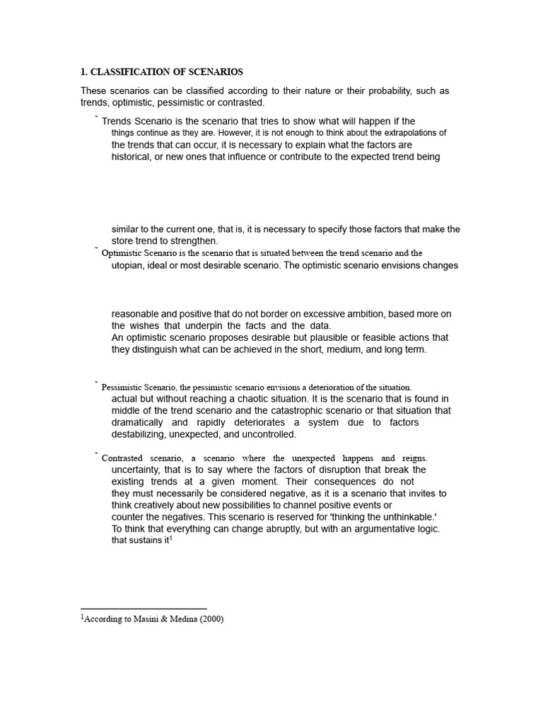 Classification of Scenarios | PDF | Scenario Planning | Thought