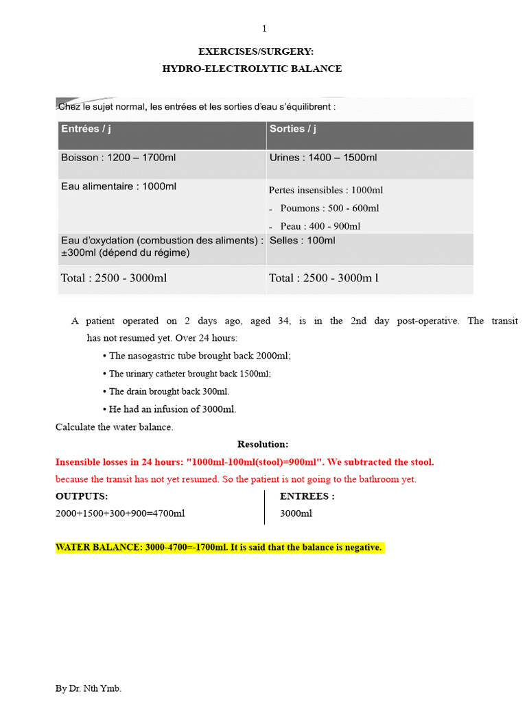 SURGERY EXERCISES (Fluid Balance) | PDF | Urology | Clinical Medicine
