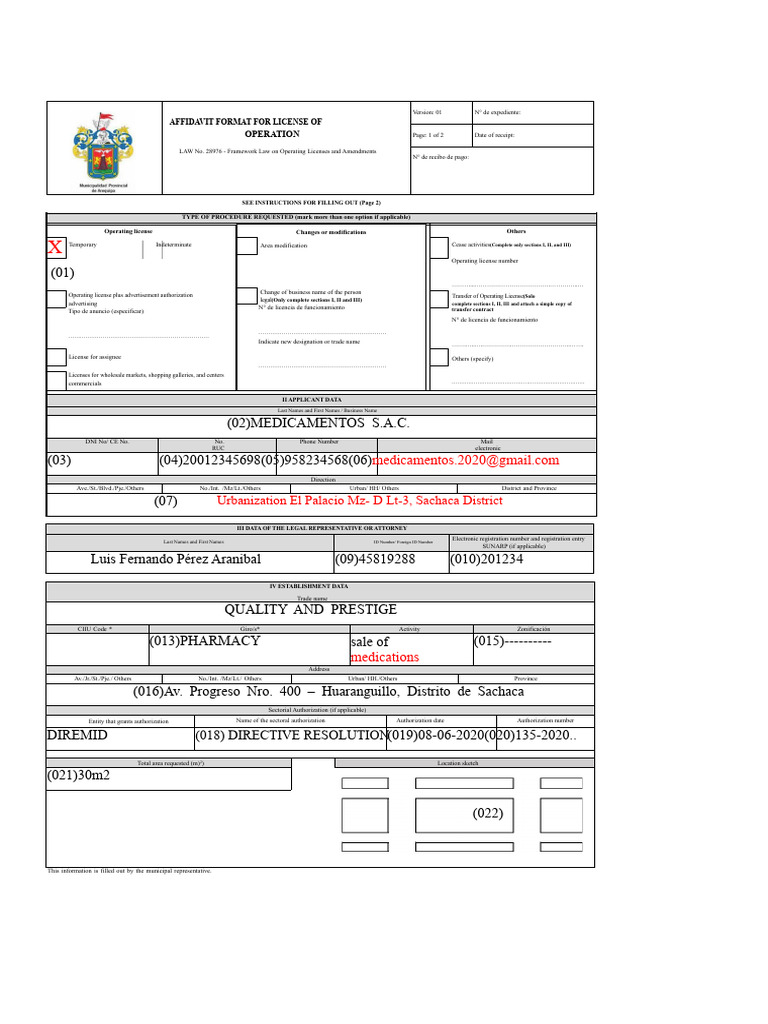 Example of Filling Out a Business License | PDF | Business