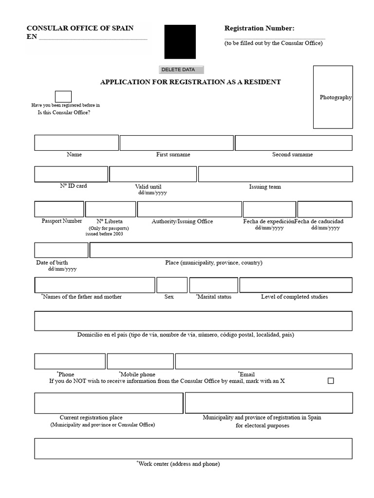 Resident Registration Application | PDF | Government And Personhood ...