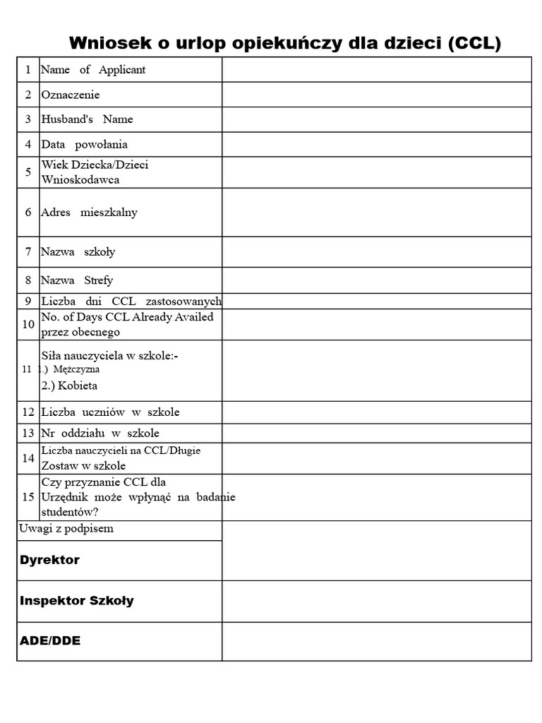 Formularz - Formularz CCL PDF | PDF