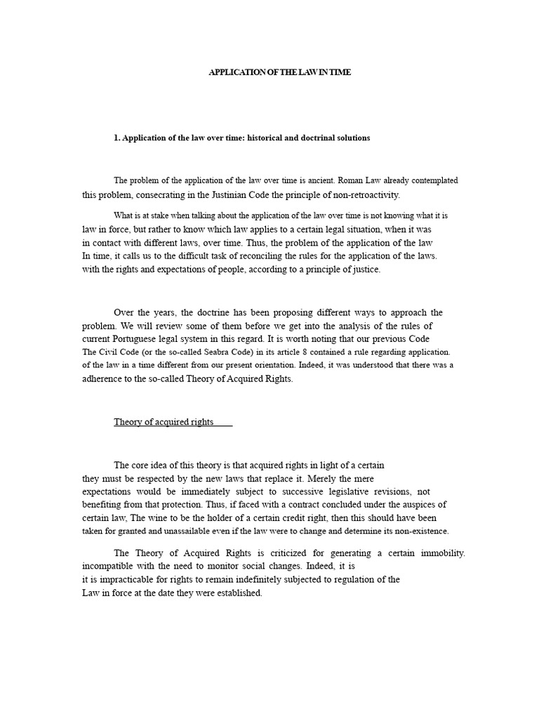 Application of the Law in Time | PDF | Ex Post Facto Law | Justice