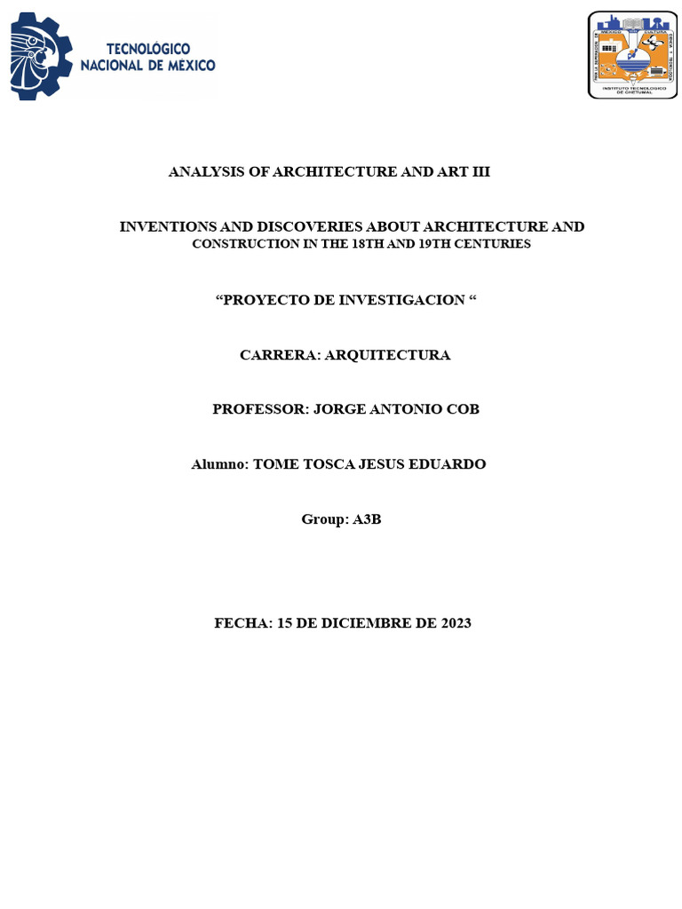 Inventions and Discoveries in Architecture and Construction in The 18TH ...
