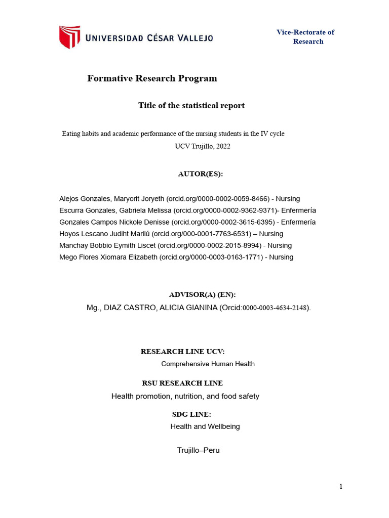 g(5) 1st Progress Statistical Report | PDF | Diet (Nutrition) | Diet ...