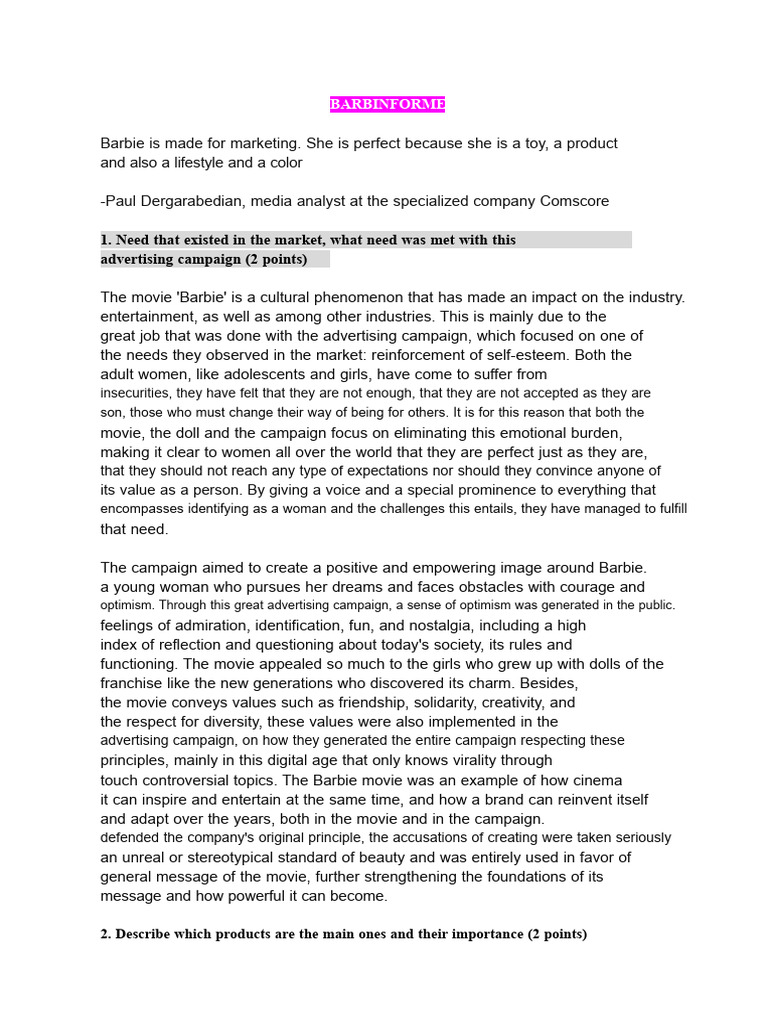 Barbie Movie Marketing Success Explained | PDF | Barbie | Advertising