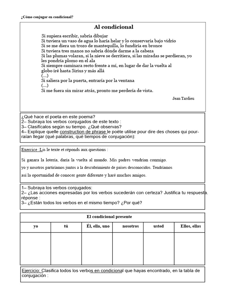 Cómo conjugar en condicional: guía práctica | PDF | Lingüística