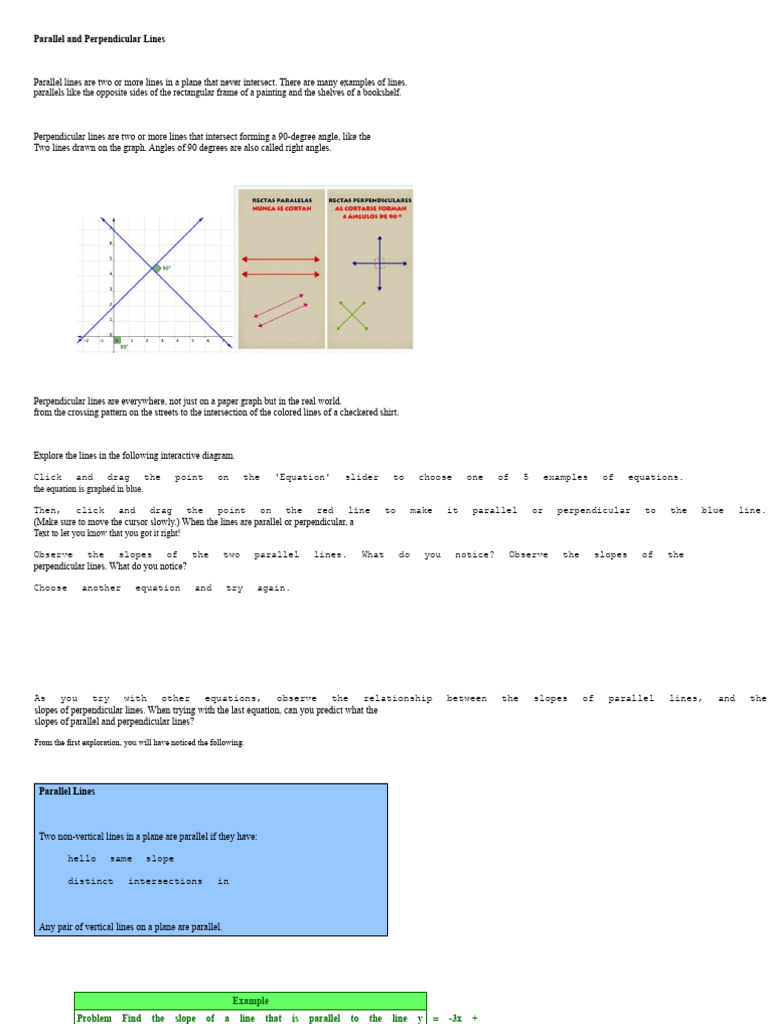 Parallel and Perpendicular Lines | PDF | Slope | Perpendicular