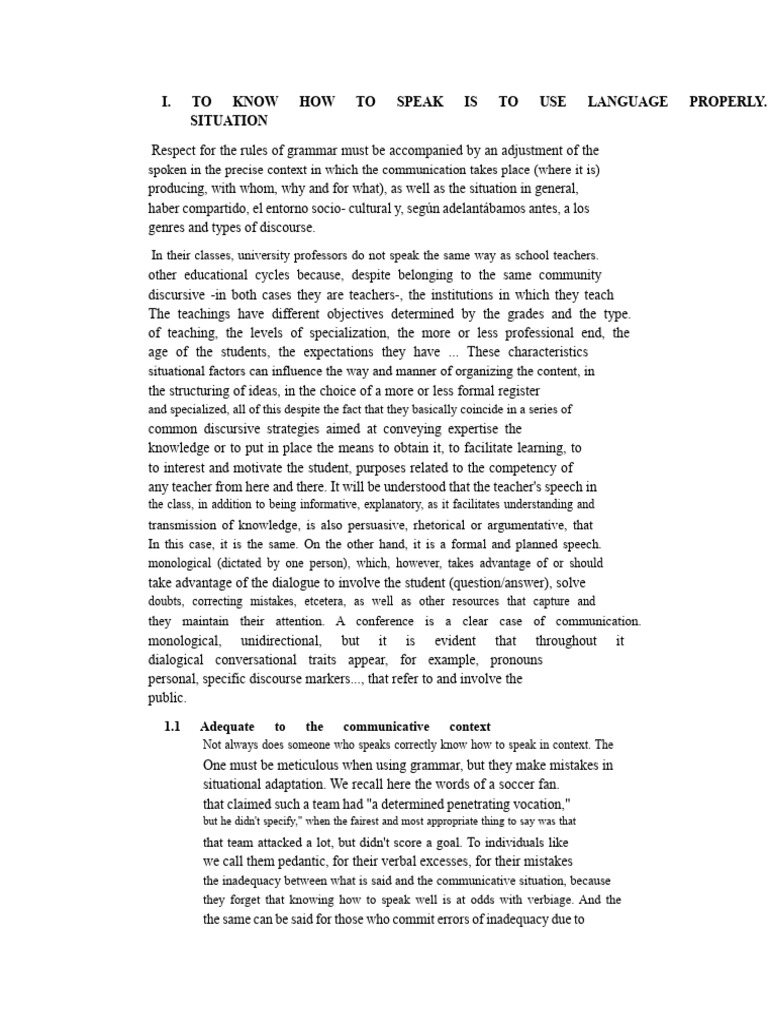 Knowing How To Speak Is To Use Language Appropriately. | PDF ...