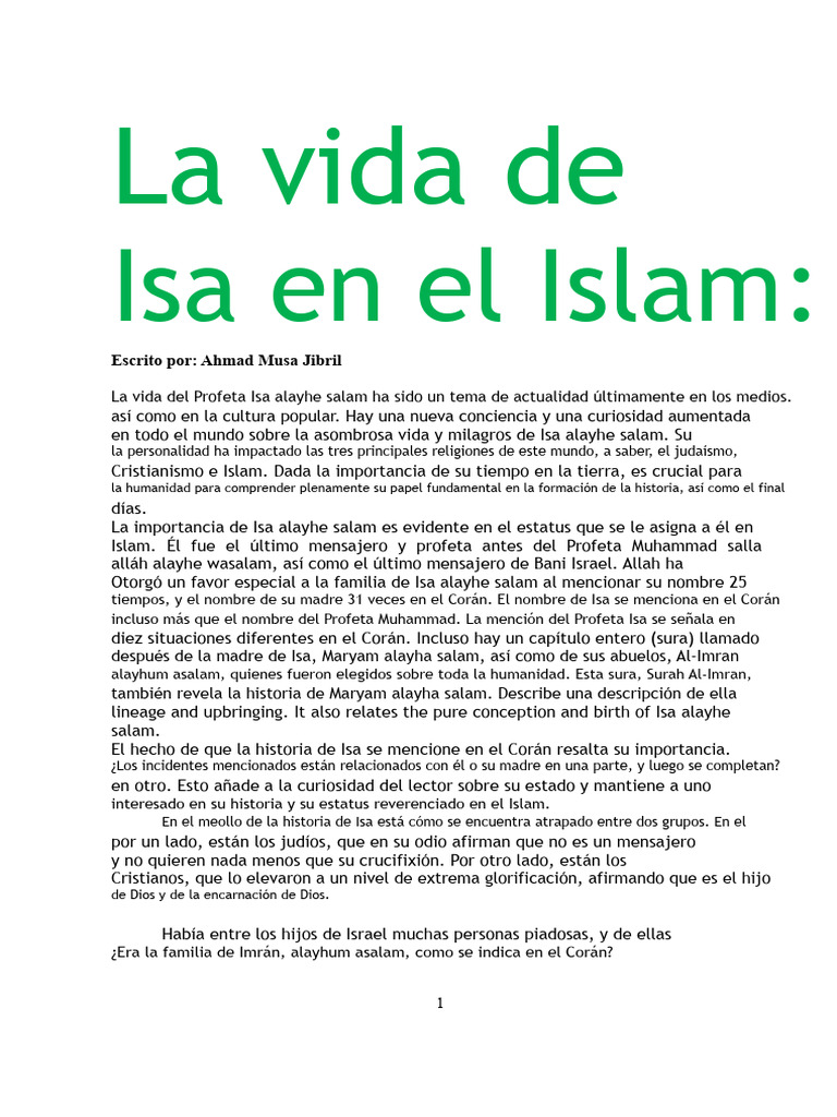 La Vida de Isa en El Islam | PDF | Jesús en el islam | Creencia ...