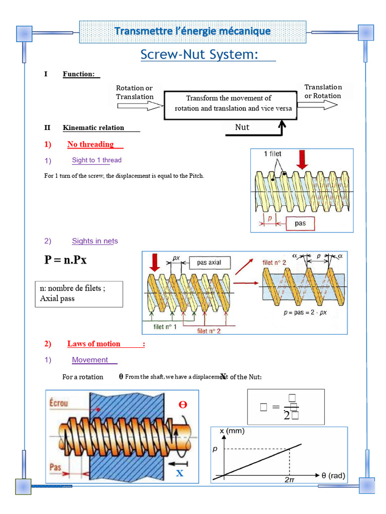 Screw-Nut System Mechanics Explained | PDF | Angle | Classical Mechanics