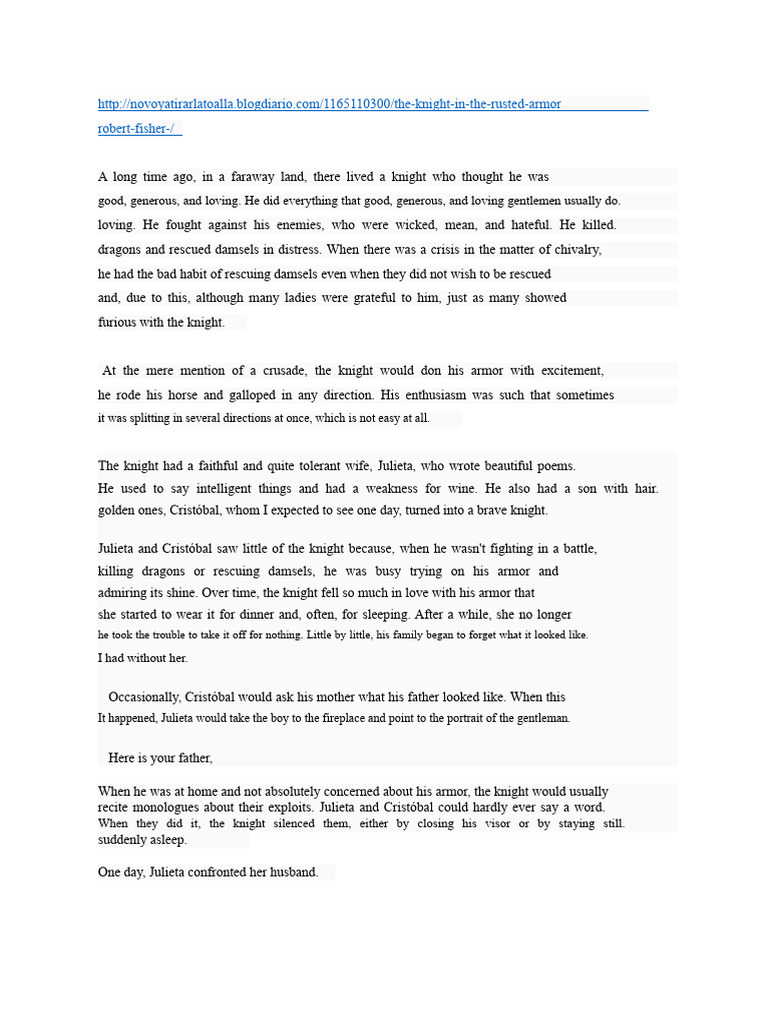 The Theatrical Play The Knight in Rusty Armor | PDF | Gentleman | Knowledge