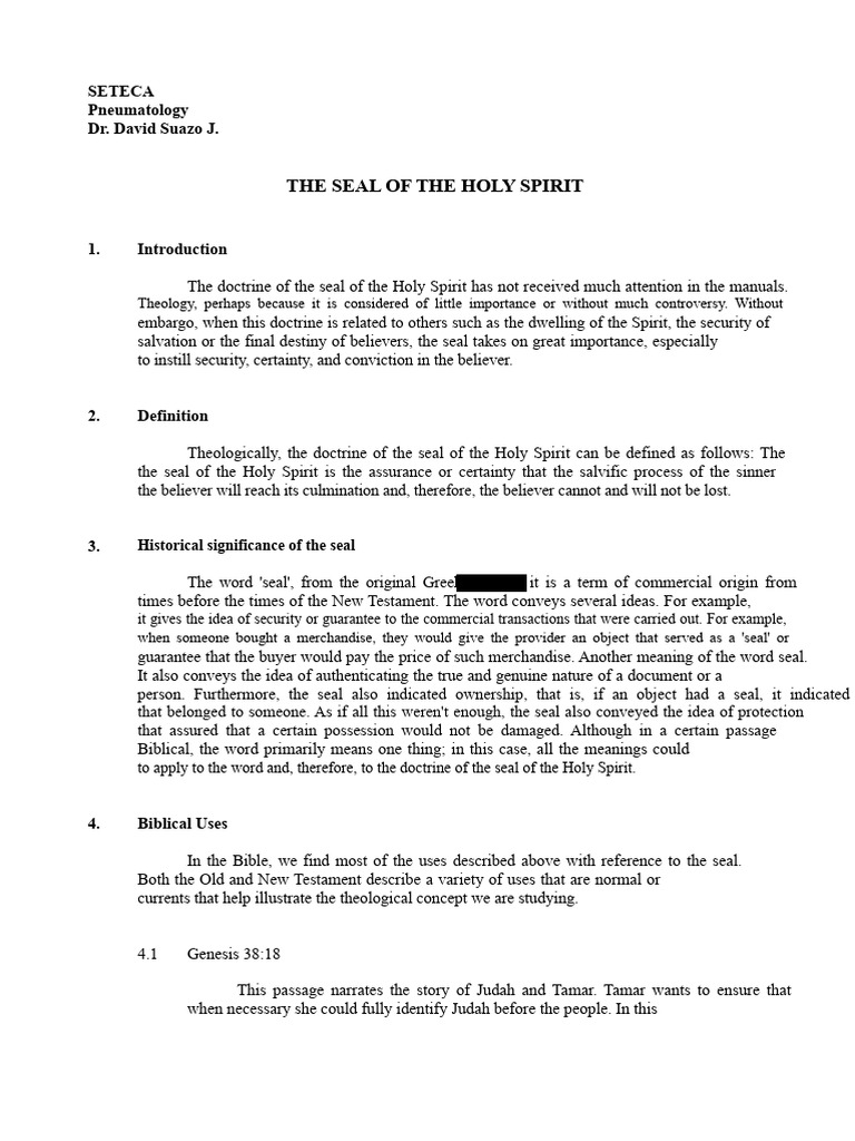 The Seal of The Holy Spirit | PDF | God In Christianity | Holy Spirit
