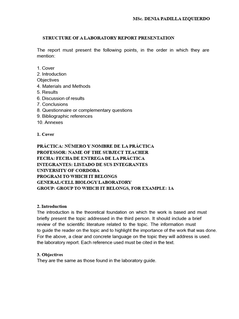 Structure of The Biology Lab Report Presentation | PDF | Science