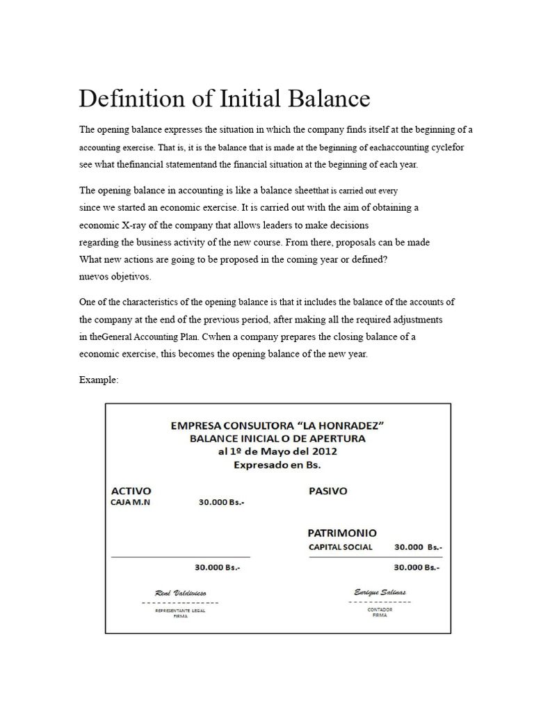 Understanding Initial Balance in Accounting | PDF | Debits And Credits ...