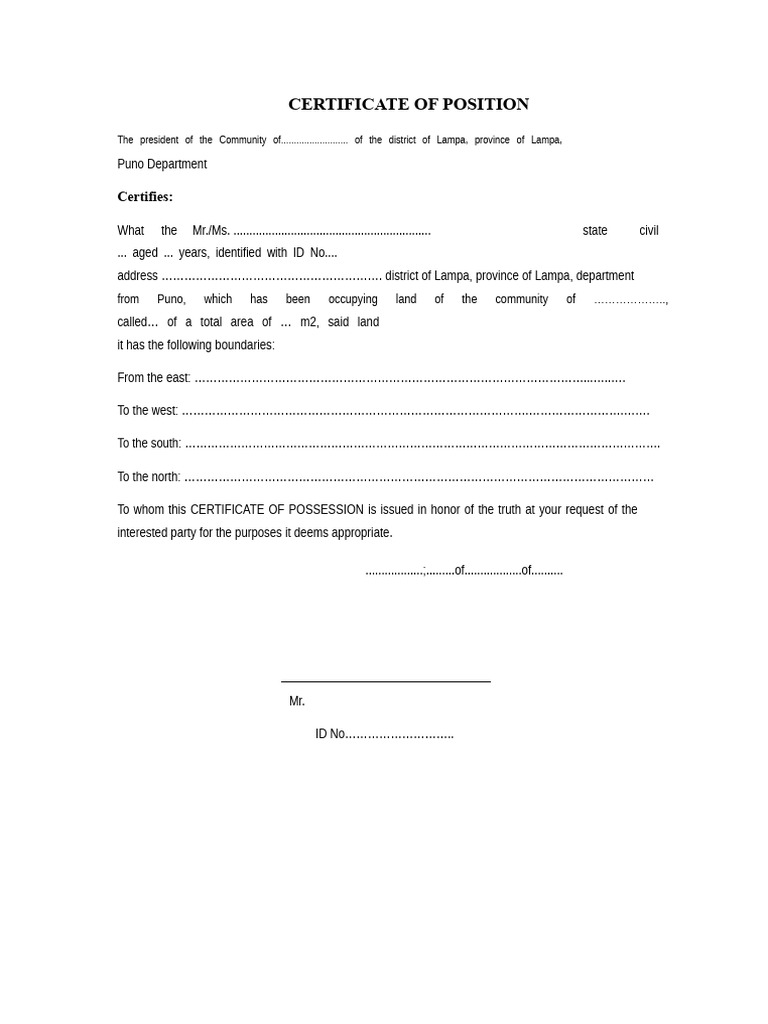 Position Certificate Ibeth | PDF