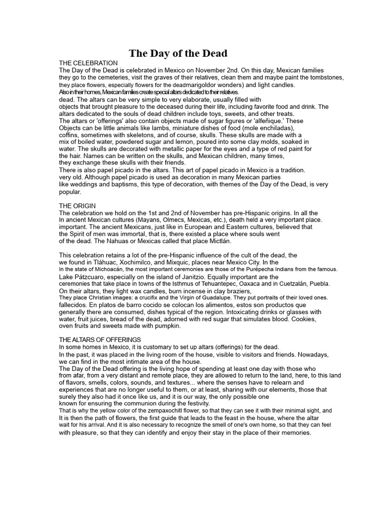 The Day of The Dead Summary | PDF