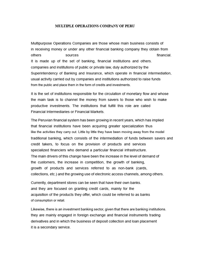 Overview of Peru's Financial System | PDF | Banks | Intermediary