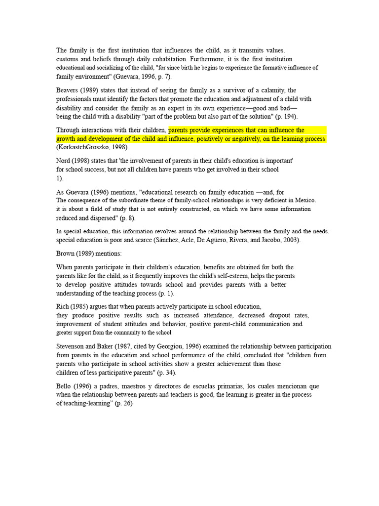 The Family Is The First Institution That Influences The Child | PDF ...