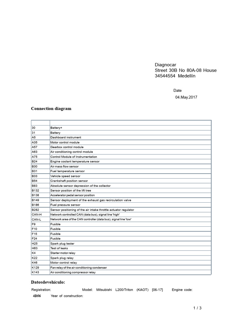 Electrical Diagram Sportero Motor 4D56 | PDF | Throttle | Vehicle Parts
