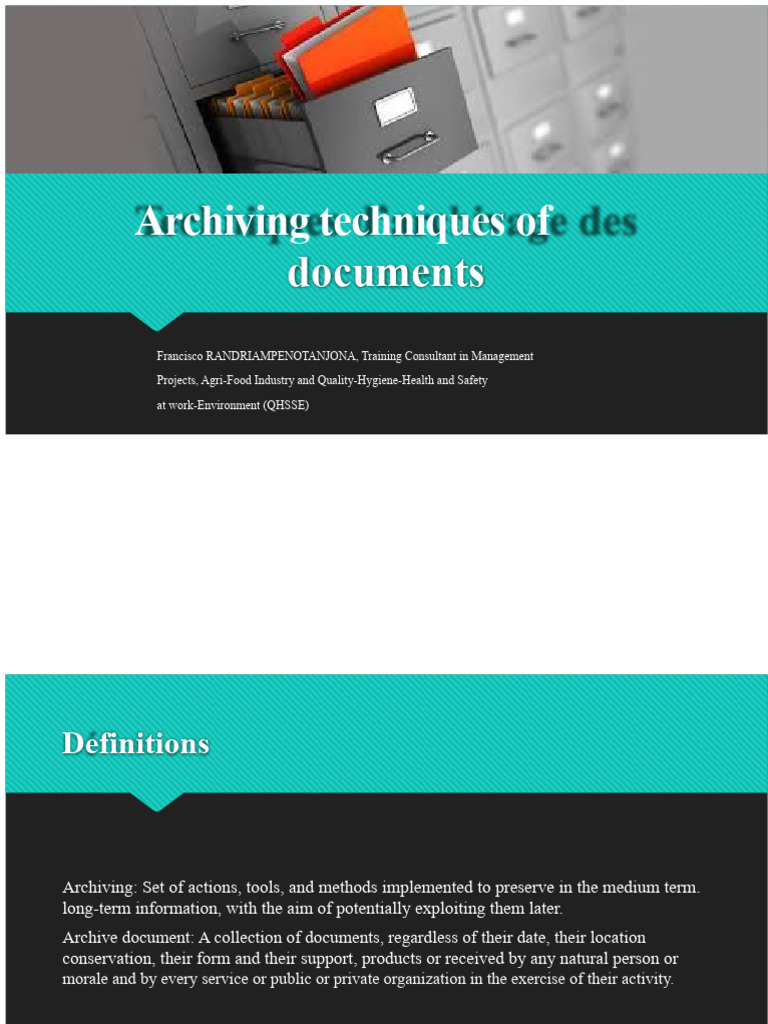 Document Archiving Techniques Explained | PDF | Computer File | Archive