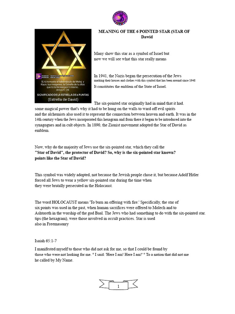 Meaning of The Star of David (6-Pointed Star) | PDF | Jews And Judaism
