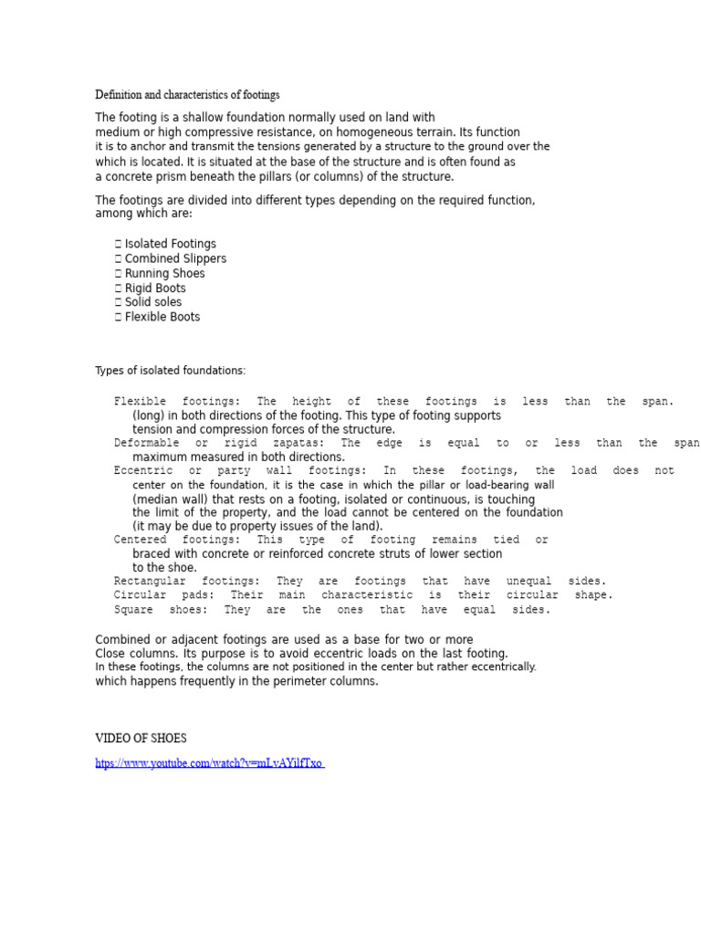 Definition and characteristics of footings | PDF