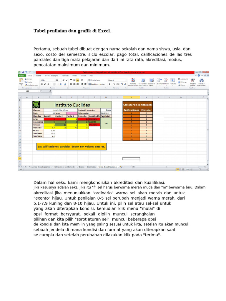 Tabel Nilai dan Grafik di Excel | PDF