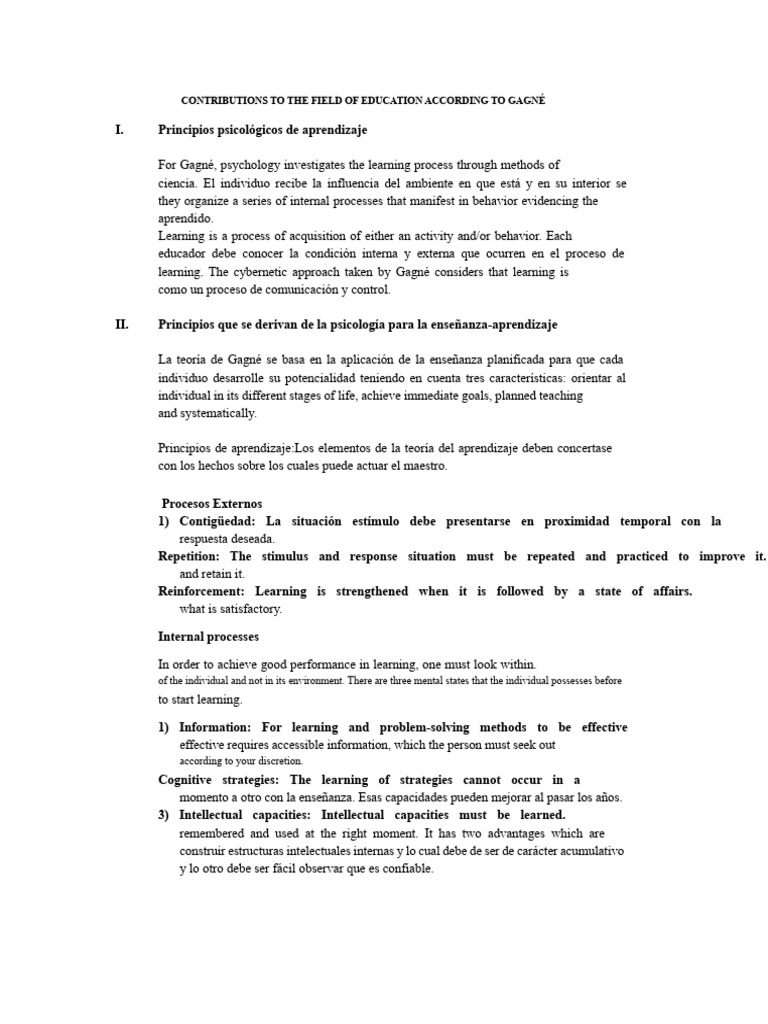 Contributions To The Field of Education According To Gagné | PDF ...